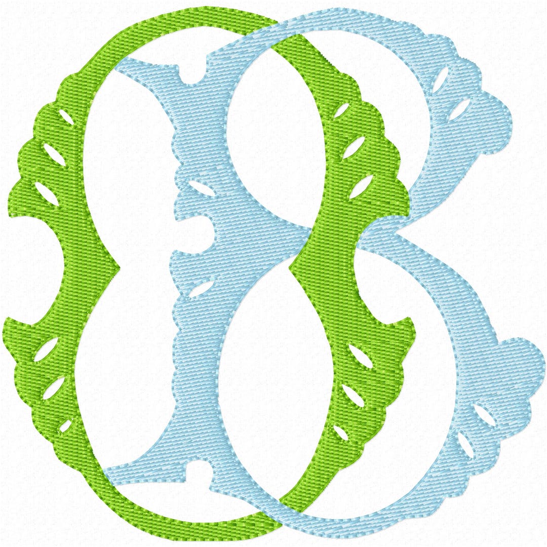 BO OB Double MONOGRAM Embroidery Design Antique Two Letter Design - Etsy