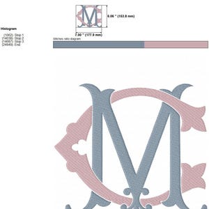 CM MC Double MONOGRAM Embroidery Design Antique Two Letter Design - Etsy