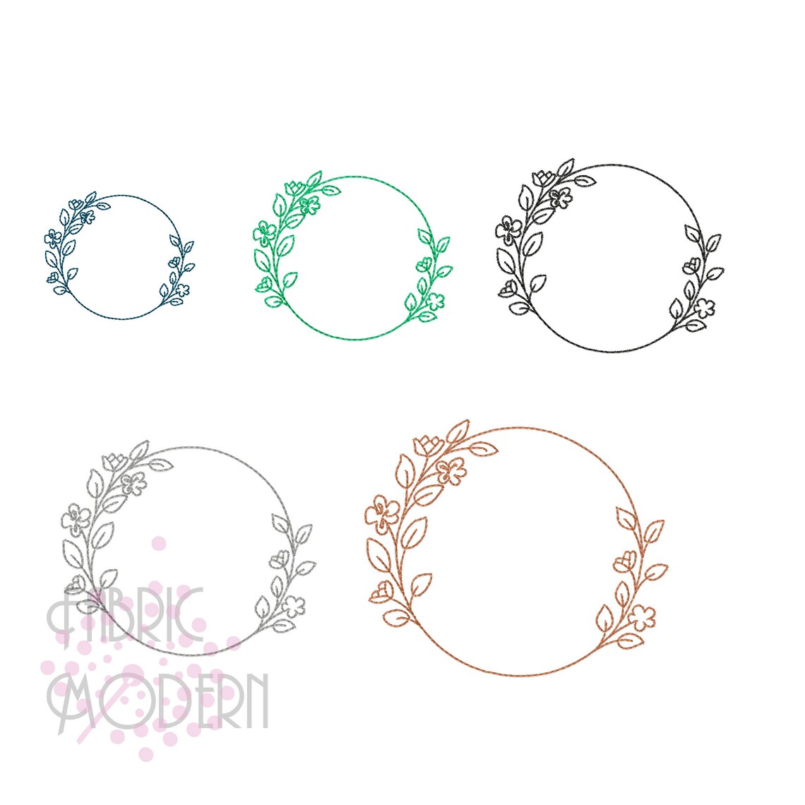 Simple Hand Look Monogram Wreath Embroidery Design 1140 - Etsy