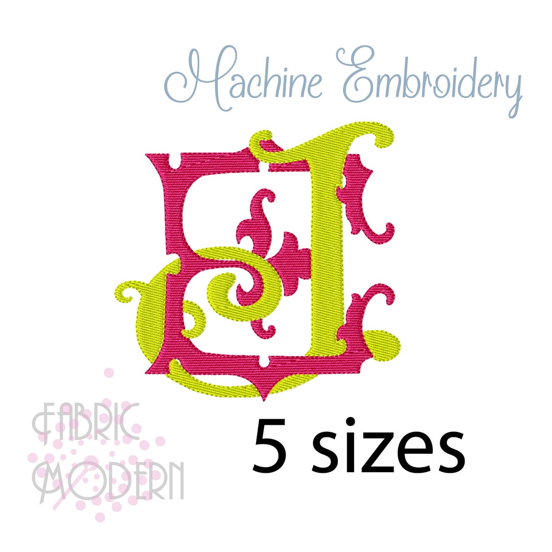 EJ JE MONOGRAM Embroidery Design Antique Two Letter Design - Etsy