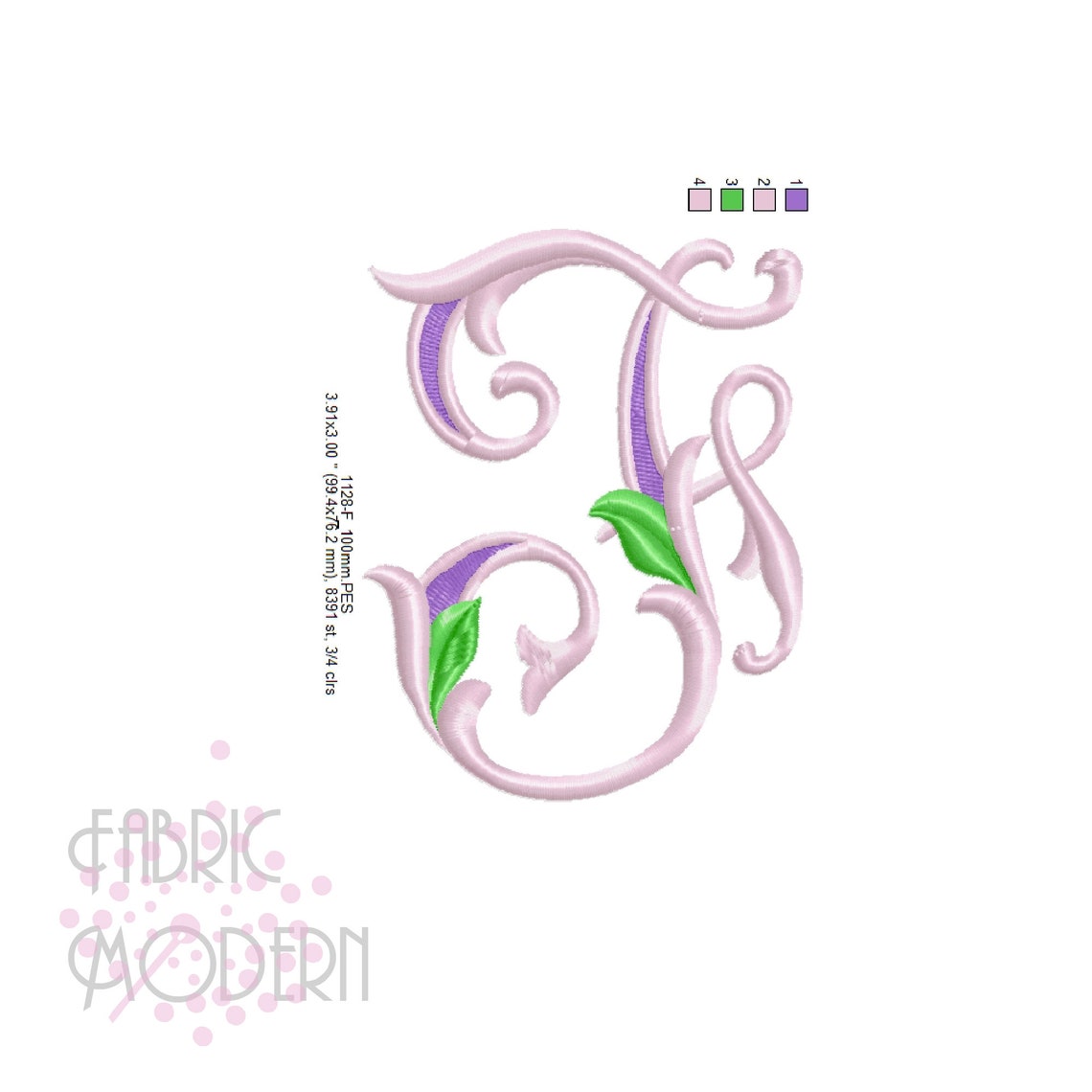 Letter F MONOGRAM Embroidery Design Large Vintage Single #1128-F - Etsy