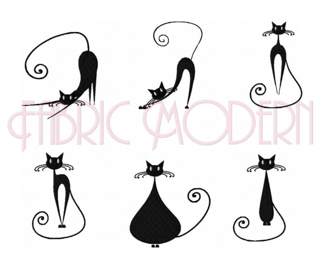 CATS Embroidery Design Six Modern Cats Specially for 4x4 Kitty Cat ...
