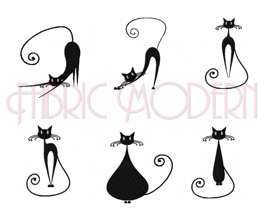 CATS Embroidery Design Six Modern Cats Specially for 4x4 Kitty Cat ...