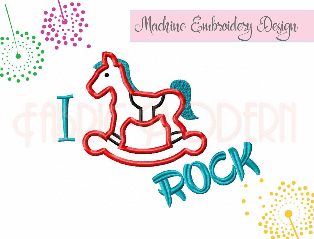 I Rock Embroidery Design Digital Embroidery Rocking Horse Boy ...