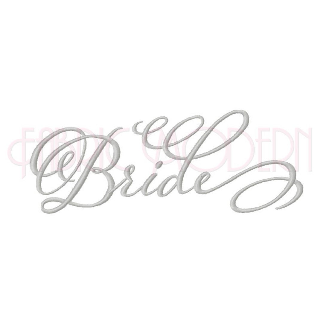 BRIDE Calligraphy Machine Embroidery Design Fancy Typography in ...