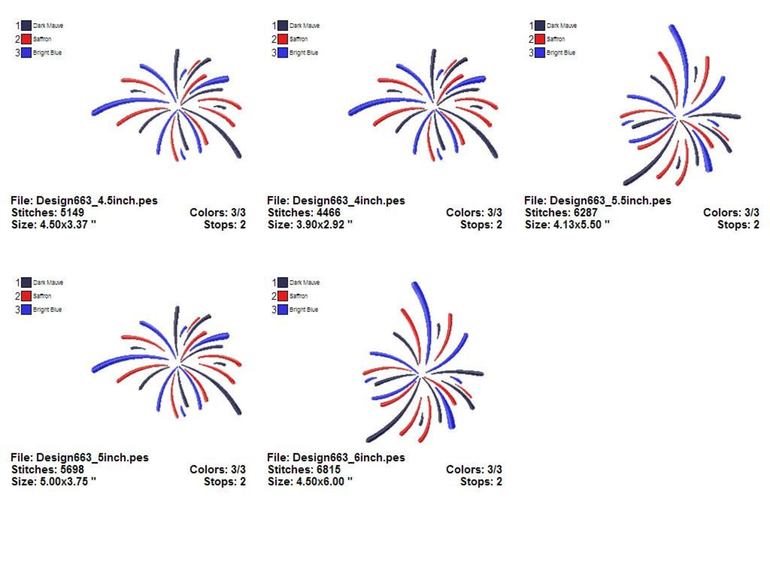 Independence Fireworks Machine Embroidery Design Three Color - Etsy