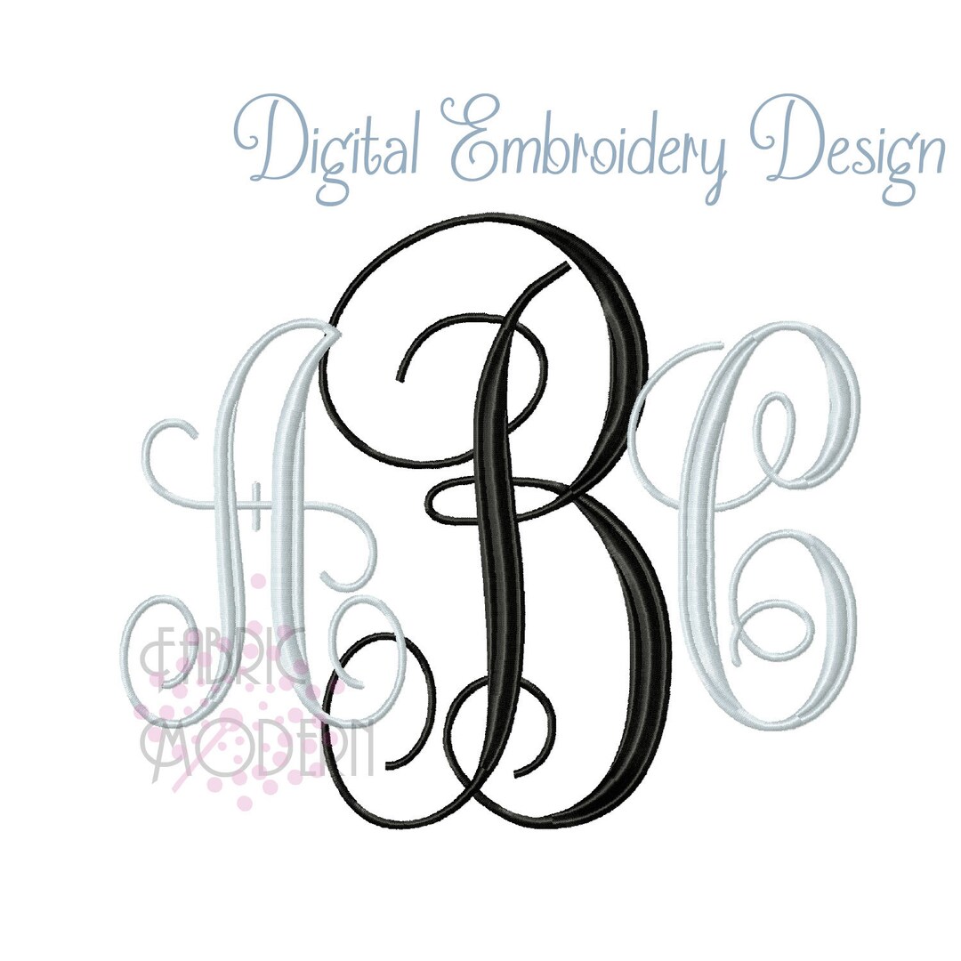 Large 5 Inch INTERLOCKING VINE MONOGRAM Font Embroidery Font Monogram ...