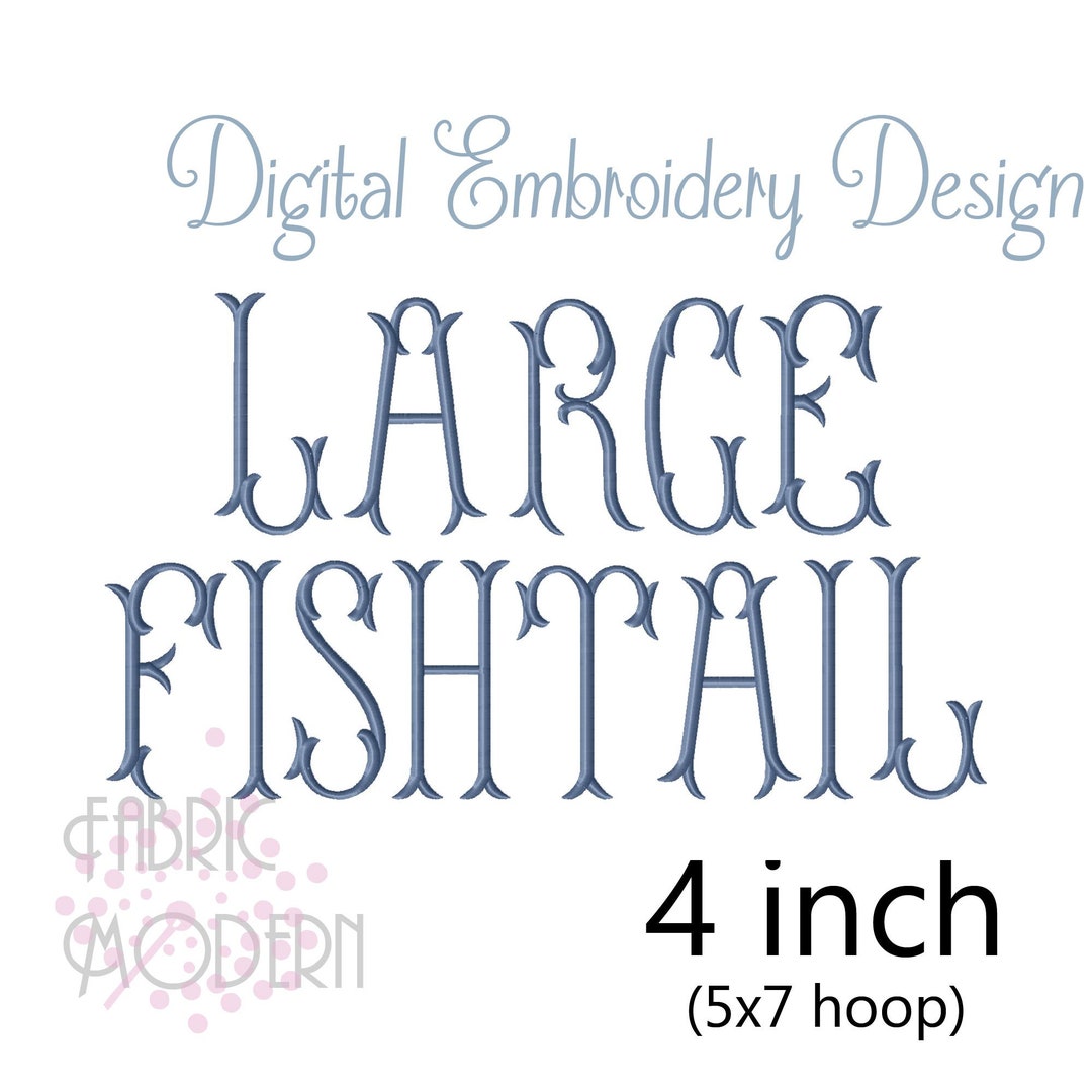 Satin FISHTAIL FONT Embroidery Design True 4 Inch (5x7 Hoop) #959-4 - Etsy