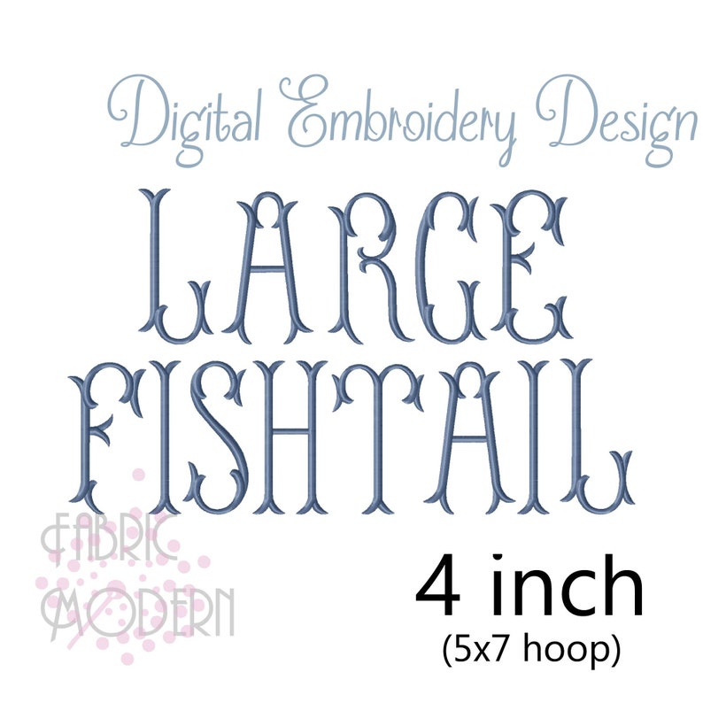 Satin FISHTAIL FONT Embroidery Design True 4 Inch (5x7 Hoop) #959-4 ...