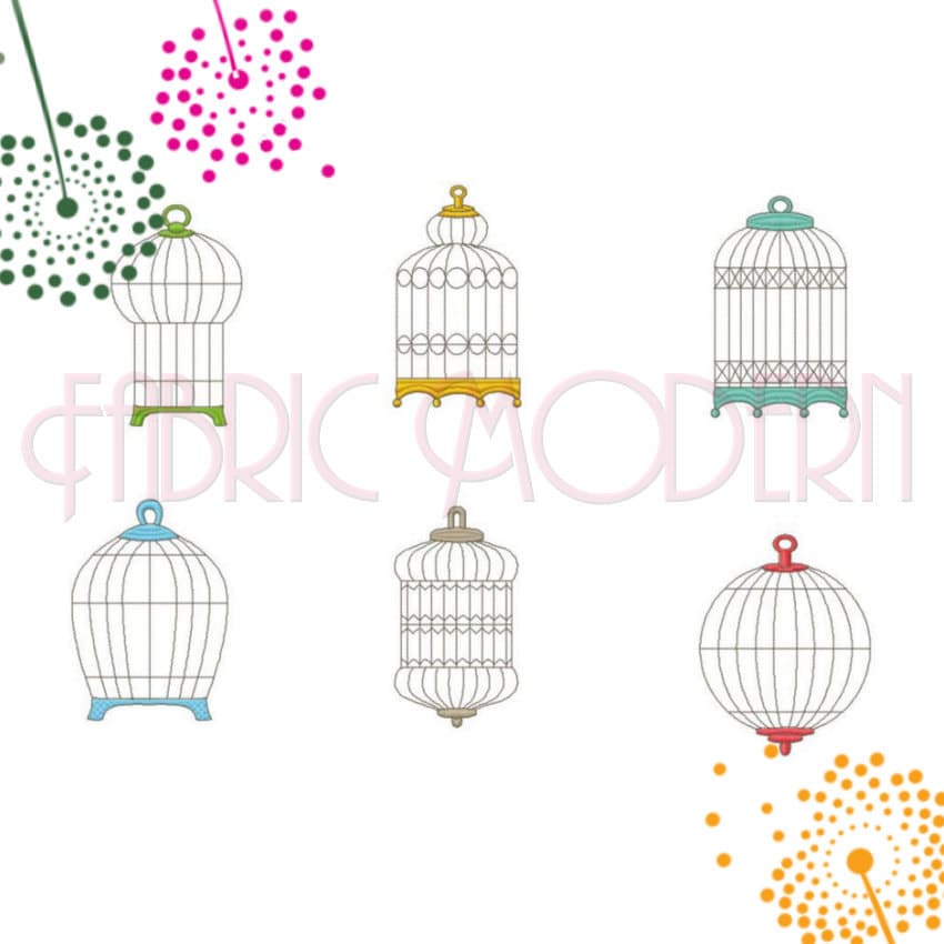 Victorian Bird Cage Embroidery Design Six Designs Plus Birds | Etsy
