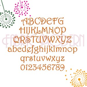 HARRINGTON FONT Embroidery Design 3 Sizes Upper and Lower and Numbers ...