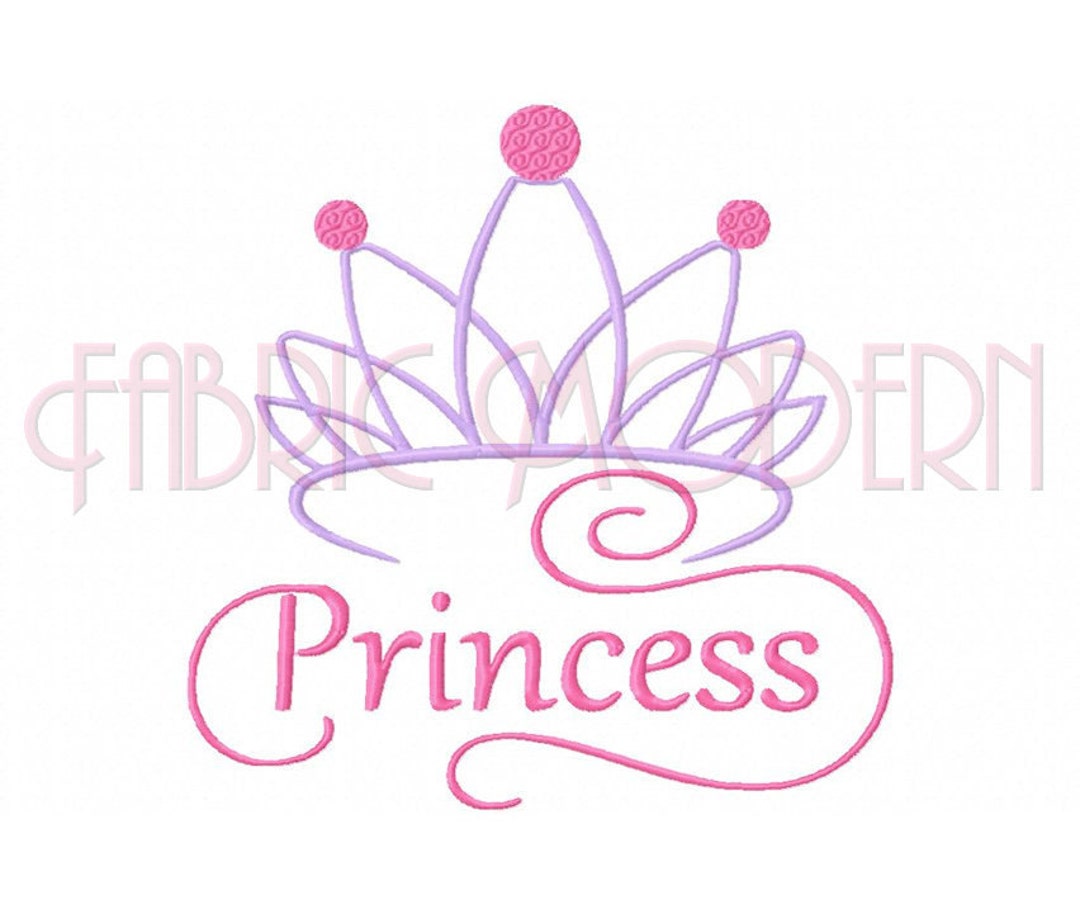 PRINCESS Machine Embroidery Design Fancy Script "princess" With Tiara ...
