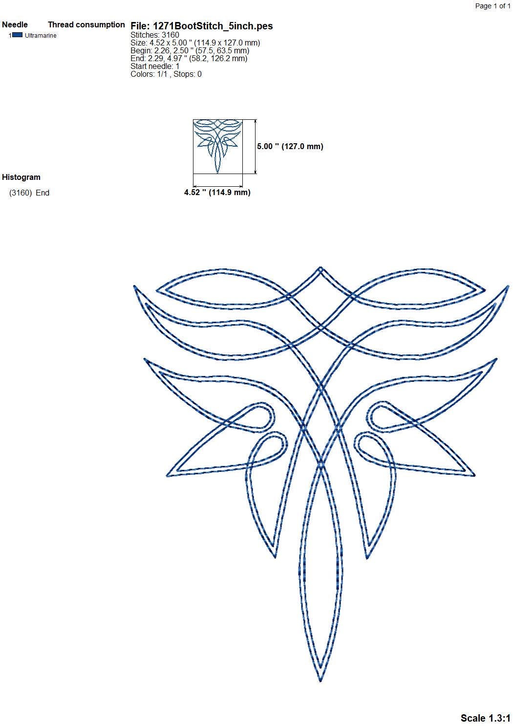 Western Cowboy Boot Toe Stitch Pattern Machine Embroidery Design - 9 ...