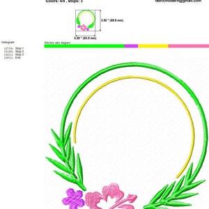 Tropical Floral Monogram Frame Embroidery Design Round Monogram Border ...
