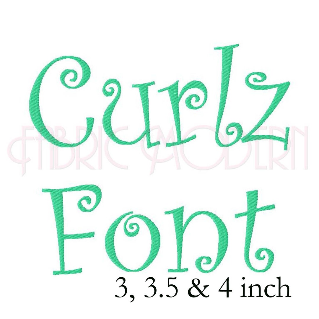 CURLZ FONT BX Embroidery Font Design Three Sizes Upper and Lower Case ...