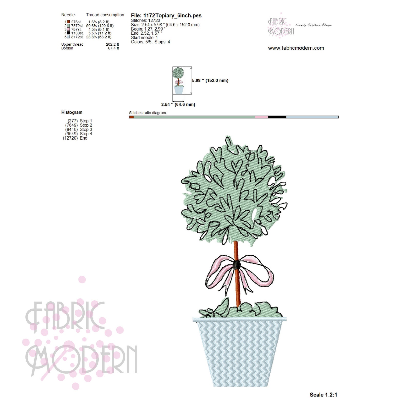 Topiary Tree in Pot Embroidery Design #1172 - Etsy