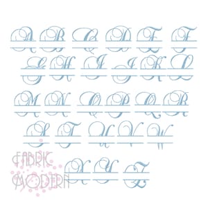 SCRIPT SPLIT MONOGRAM Embroidery Font Design Two Sizes 4inch and 6 Inch ...