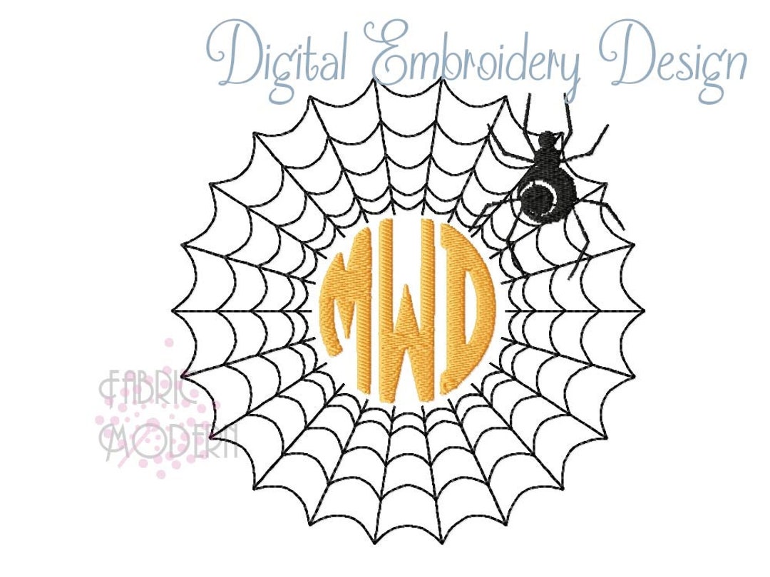 Spiderweb Monogram Frame Embroidery Design: Halloween Spider (digital ...