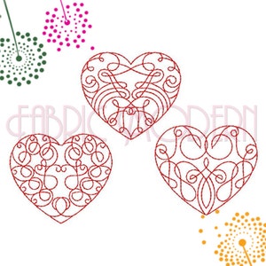 Heart Embroidery Design Valentines Redwork Heart Ornament Heart ...