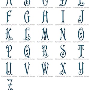 THREE LETTER MONOGRAM Embroidery Font 2 Inch Center and Smaller Side ...