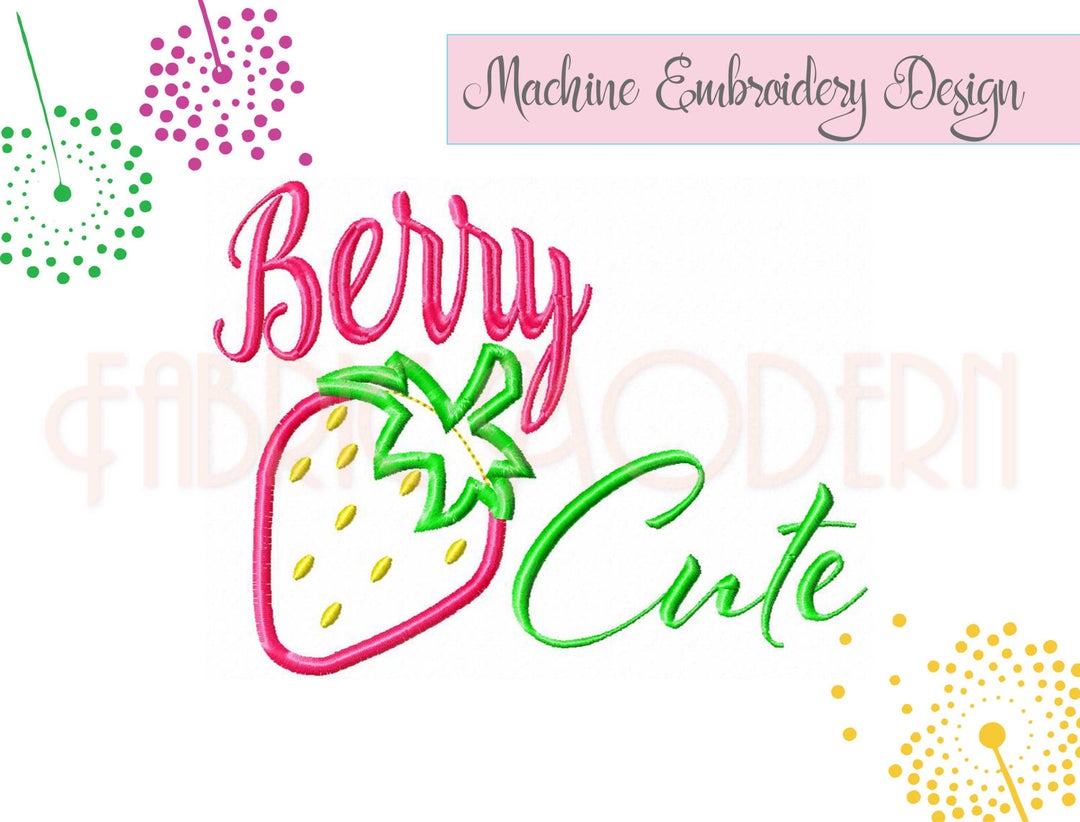 Berry Cute, Strawberry, Embroidery Design, Applique', Digital ...