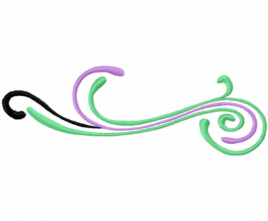 Embroidery Design Fancy Two Color Flourish for Linens and | Etsy