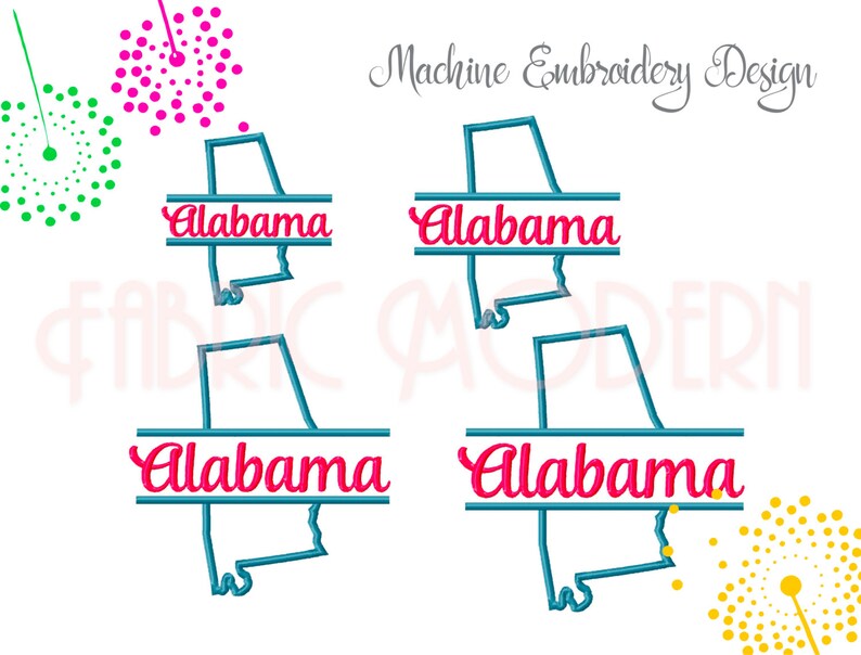 Alabama Map Split Frame Embroidery Design Applique' - Etsy