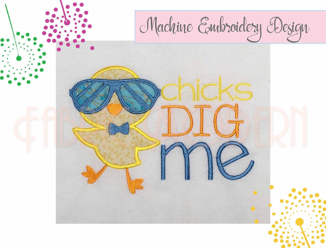 Chicks Dig Me Embroidery Design Digital Embroidery Baby Chick - Etsy