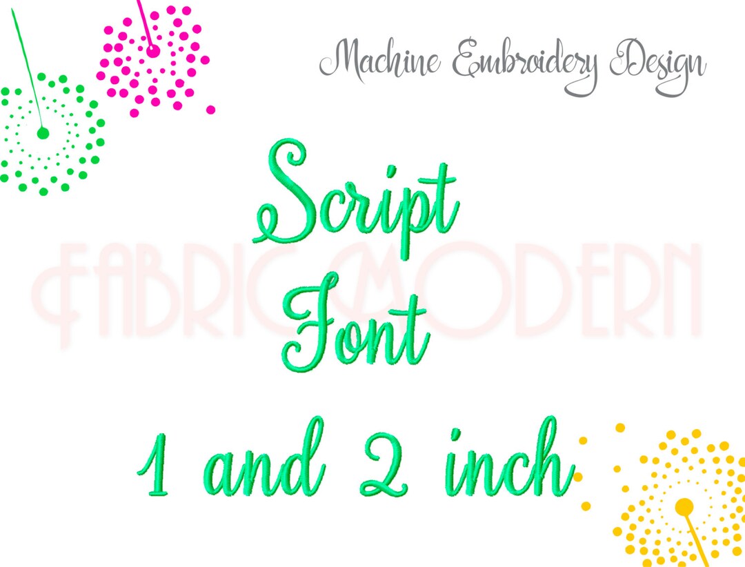 SCRIPT Embroidery Font Design 1 Inch Font Small Script Calligraphy Font ...