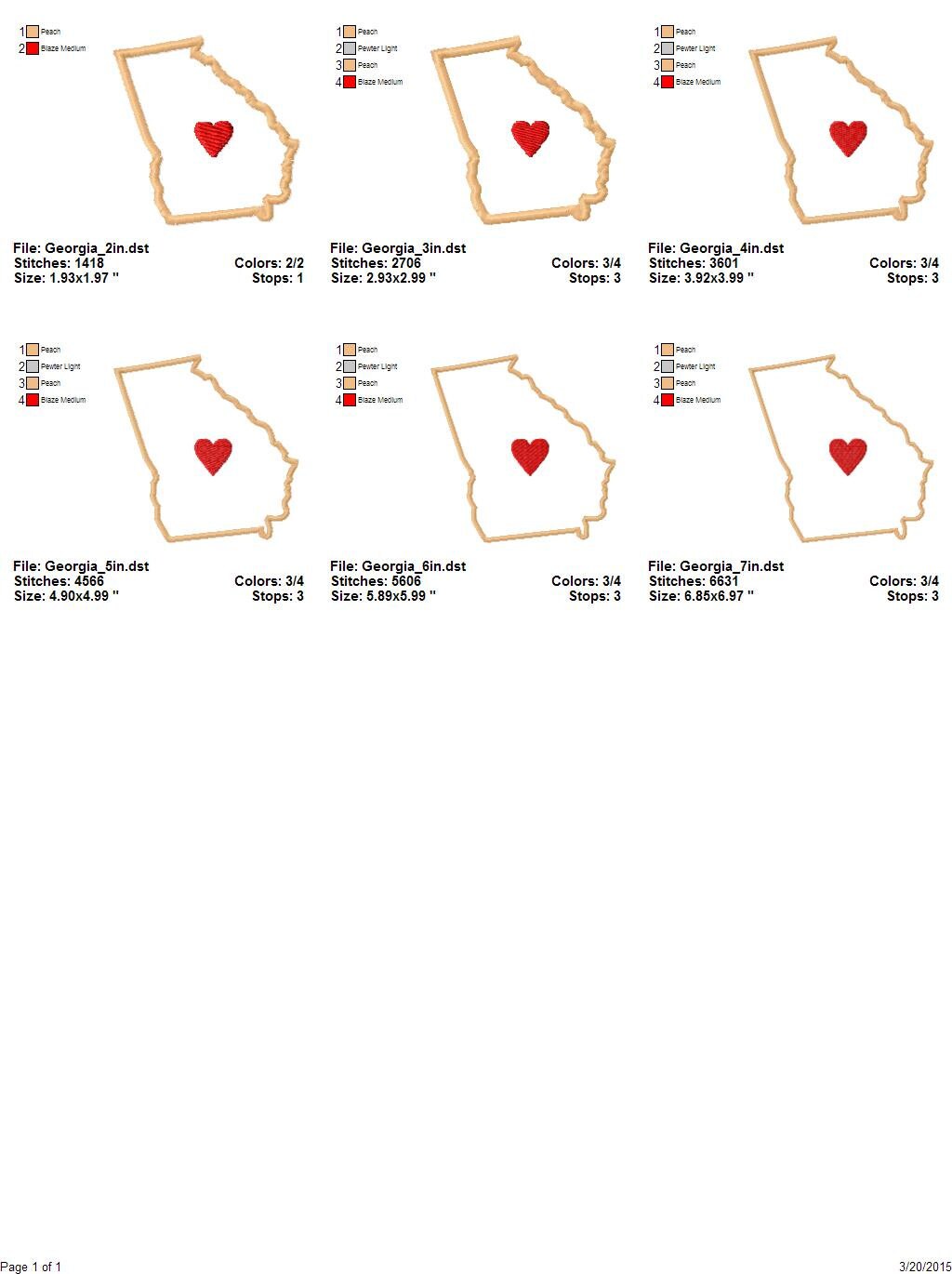 Georgia Map Embroidery Design Applique' in Multiple Sizes I Heart ...