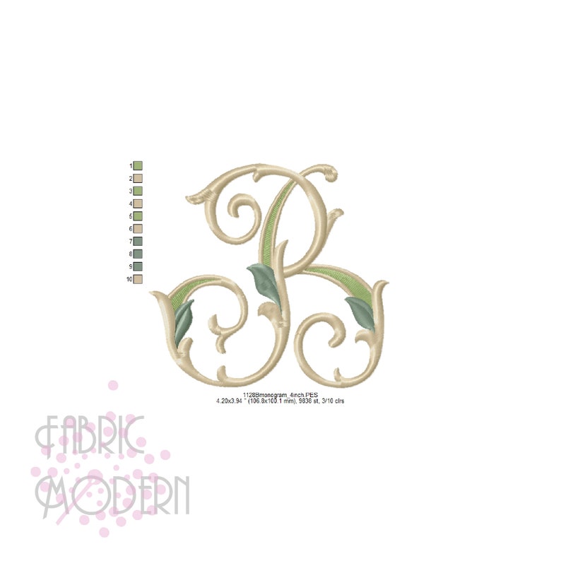 Letter B MONOGRAM Embroidery Design Large Vintage Single - Etsy