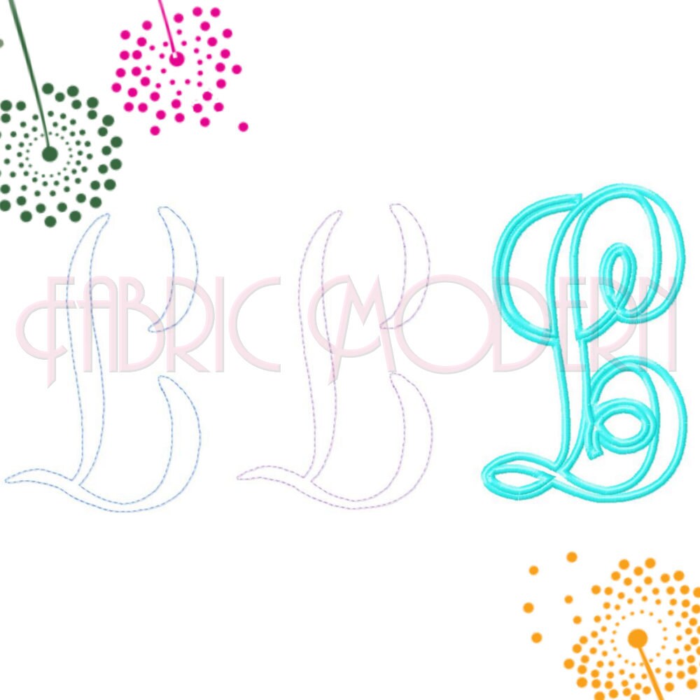 APPLIQUE' VINE MONOGRAM Embroidery Font Design 4 Inches | Etsy