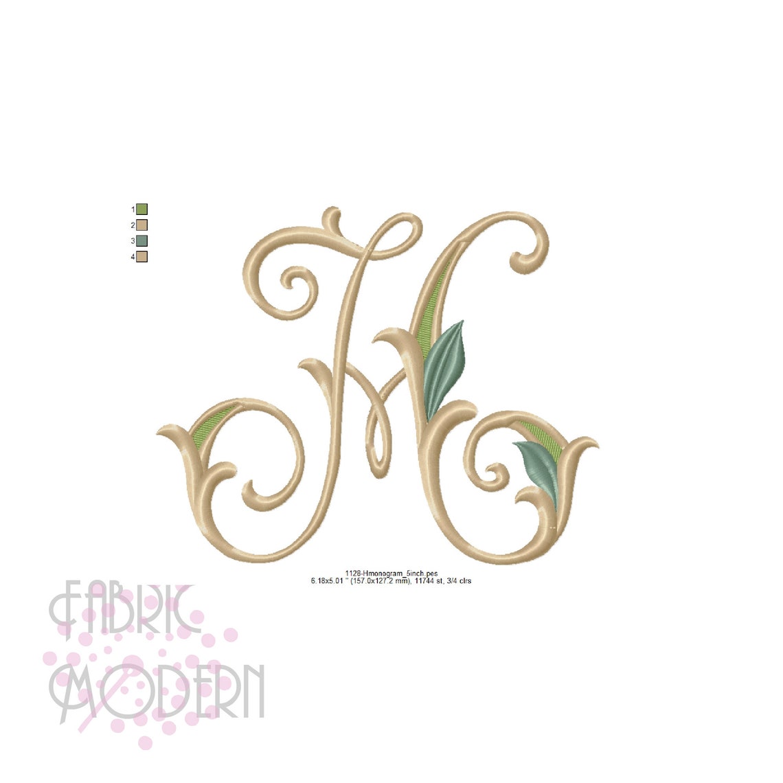 Letter H MONOGRAM Embroidery Design Large Vintage Single - Etsy