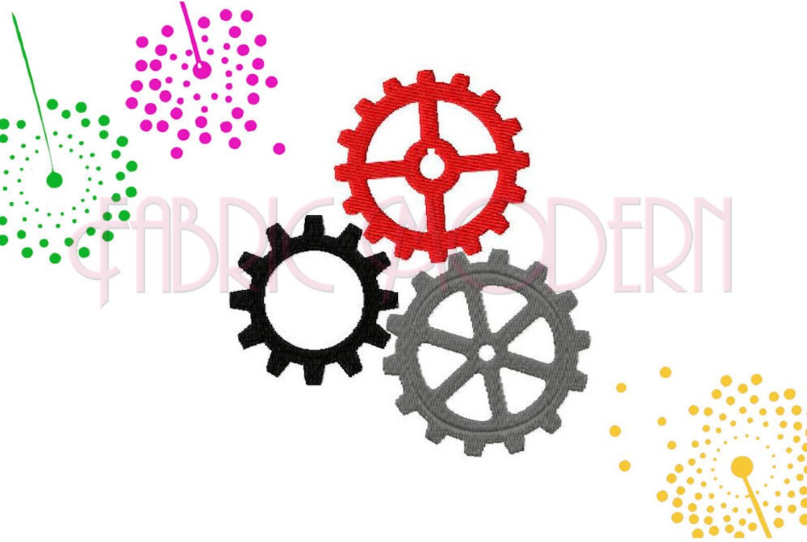 Gears Embroidery Design Sprockets Cogs Clockwork Applique' | Etsy