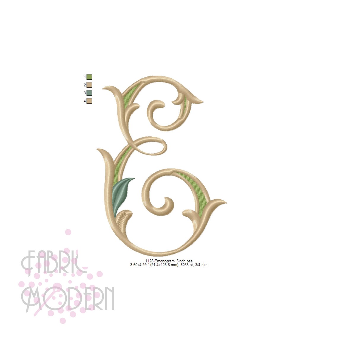 Letter E MONOGRAM Embroidery Design Large Vintage Single #1128-E - Etsy