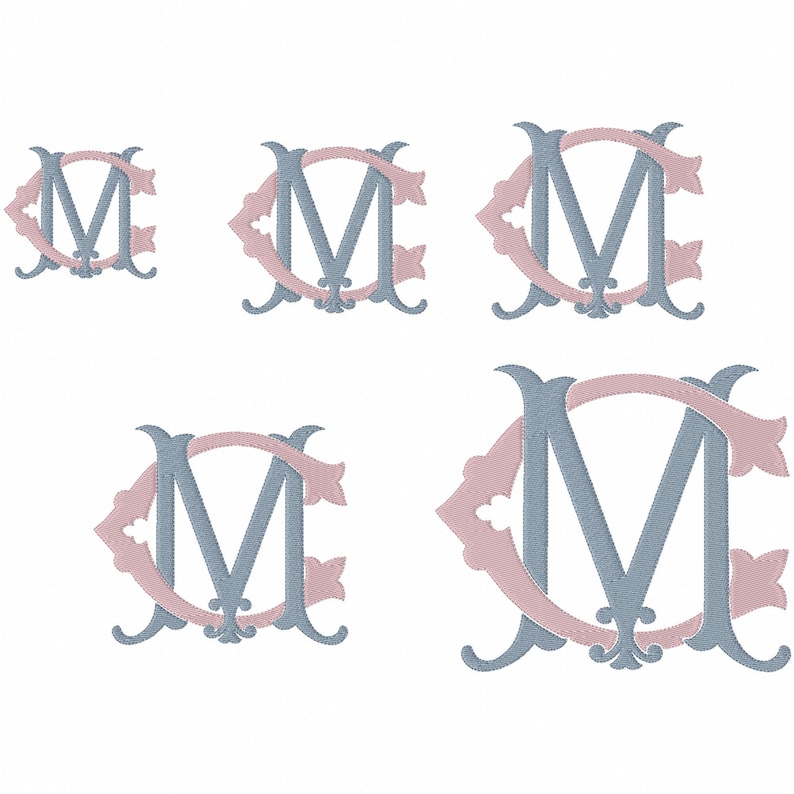 CM MC Double MONOGRAM Embroidery Design Antique Two Letter Design - Etsy