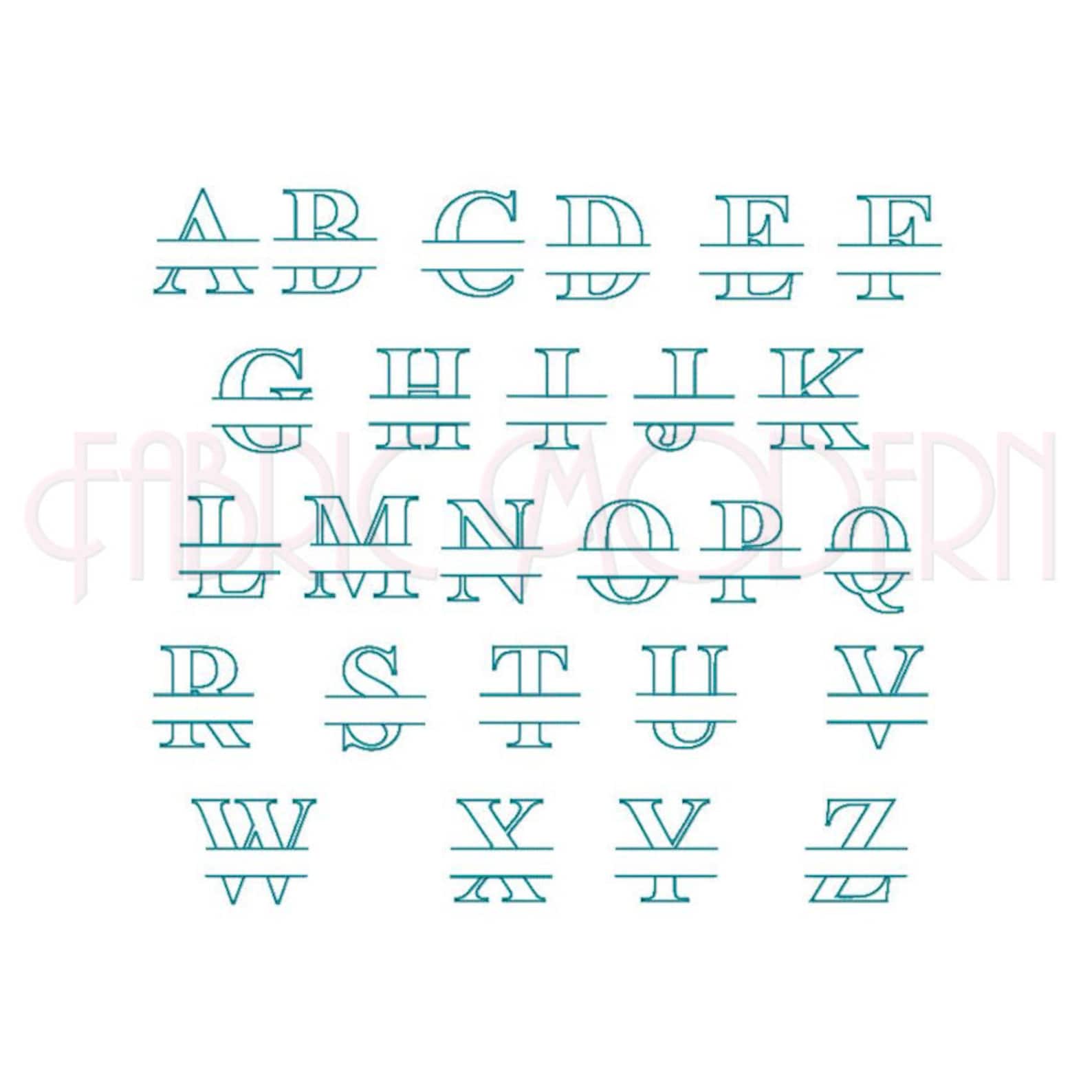 SPLIT MONOGRAM Embroidery Font Design for an 8x12 Inch Hoop All Letters ...