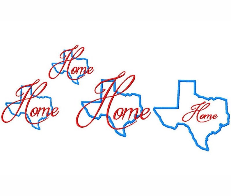 TEXAS HOME State Outline TX Embroidery Design Multiple - Etsy
