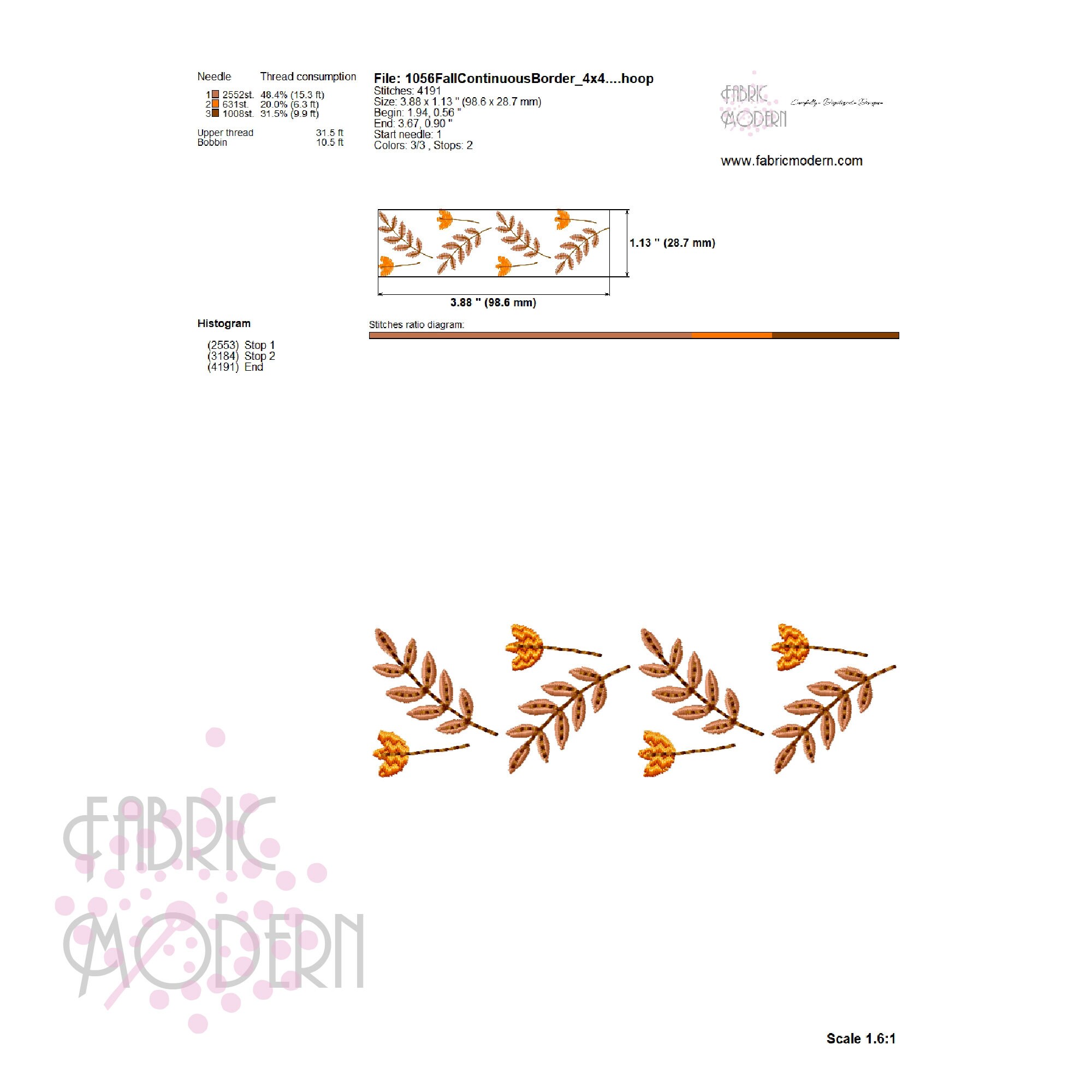 Fall Border Design Continuous Border 4x4 and 5x7 Hoops 1056 | Etsy