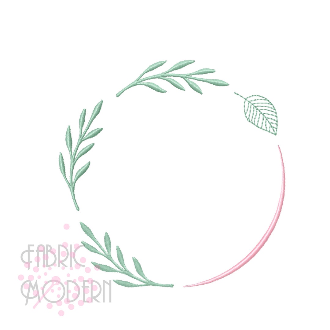 MONOGRAM WREATH Modern Minimalist Embroidery Design #1187 - Etsy