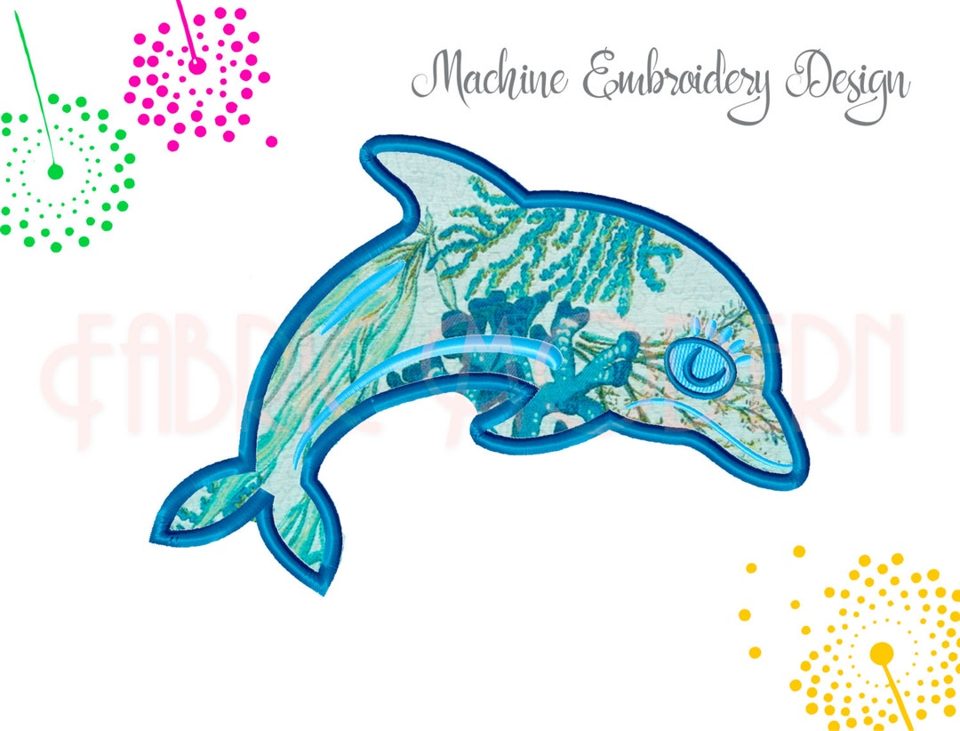 Dolphin Machine Embroidery Design Applique' 5 Sizes Nautical Design ...