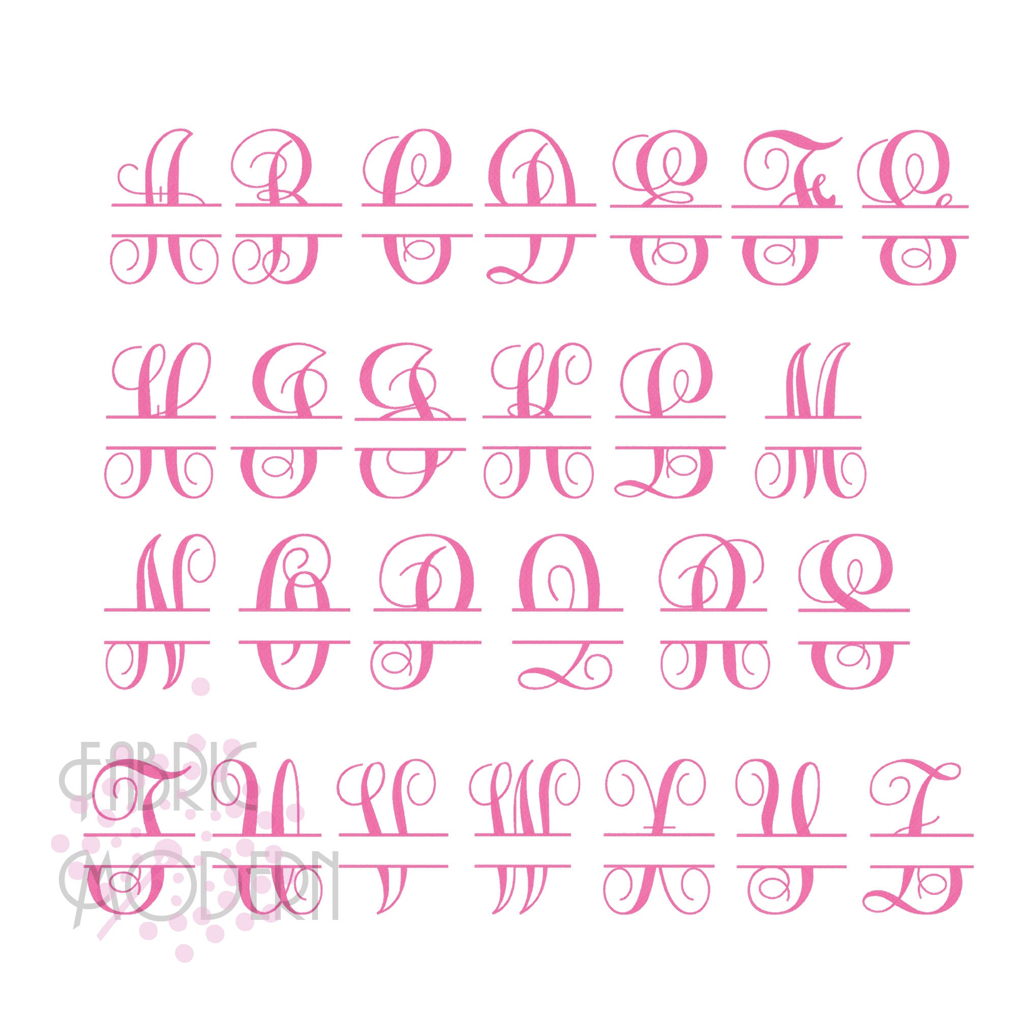 VINE SPLIT Letter MONOGRAM Embroidery 5x7hoop Includes Name - Etsy