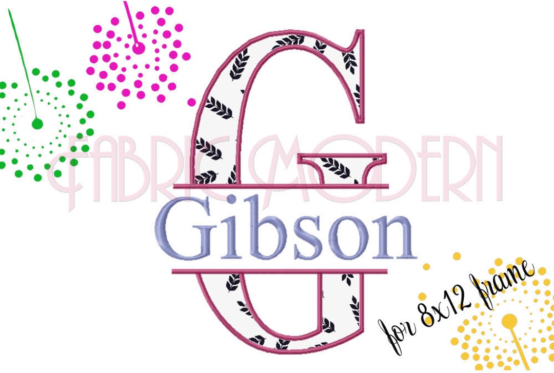SPLIT MONOGRAM Embroidery Font Design for an 8x12 Inch Hoop All Letters ...