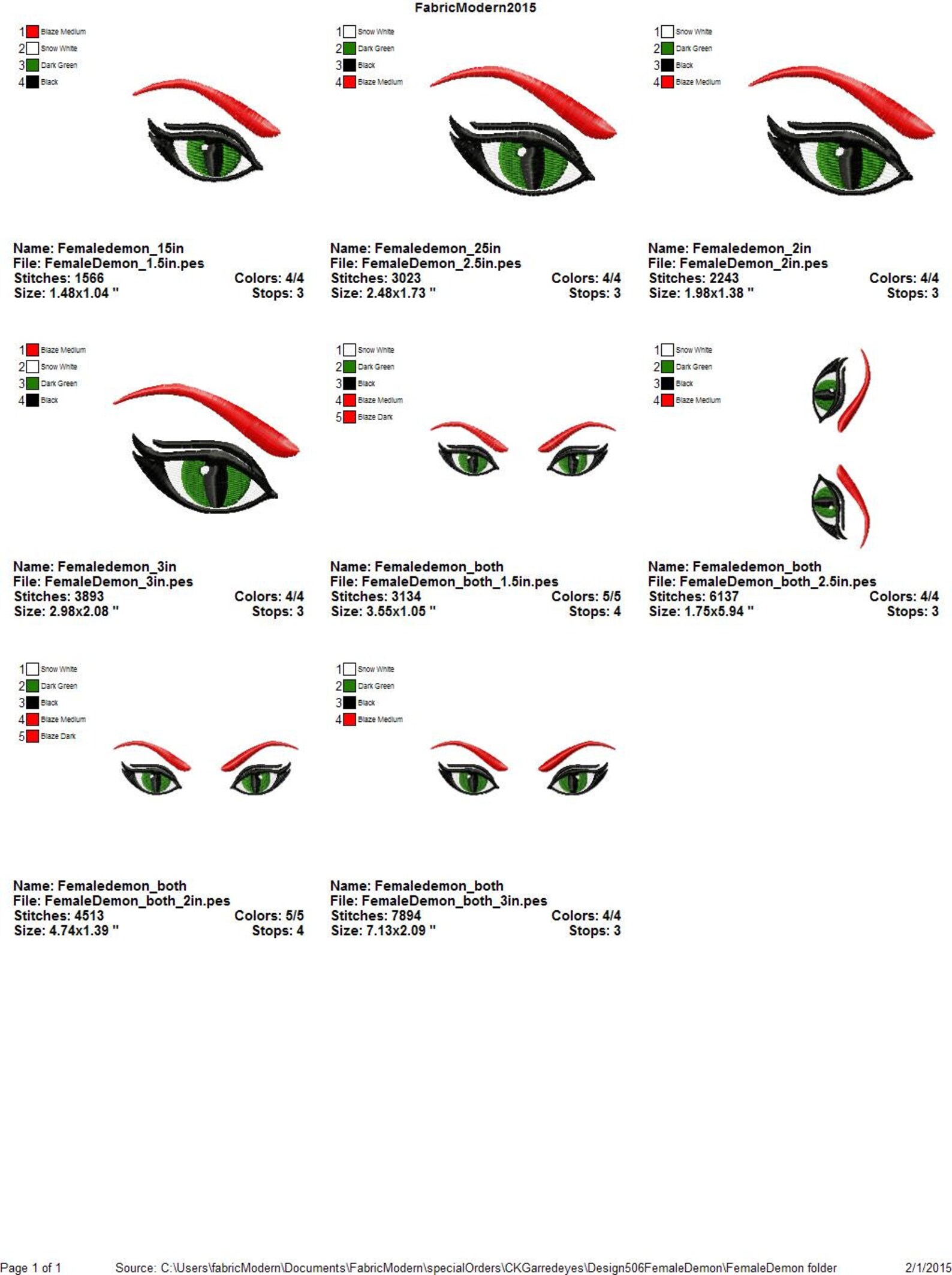 Female Demon Eyes Machine Embroidery Design for Dolls or Plushies Doll ...