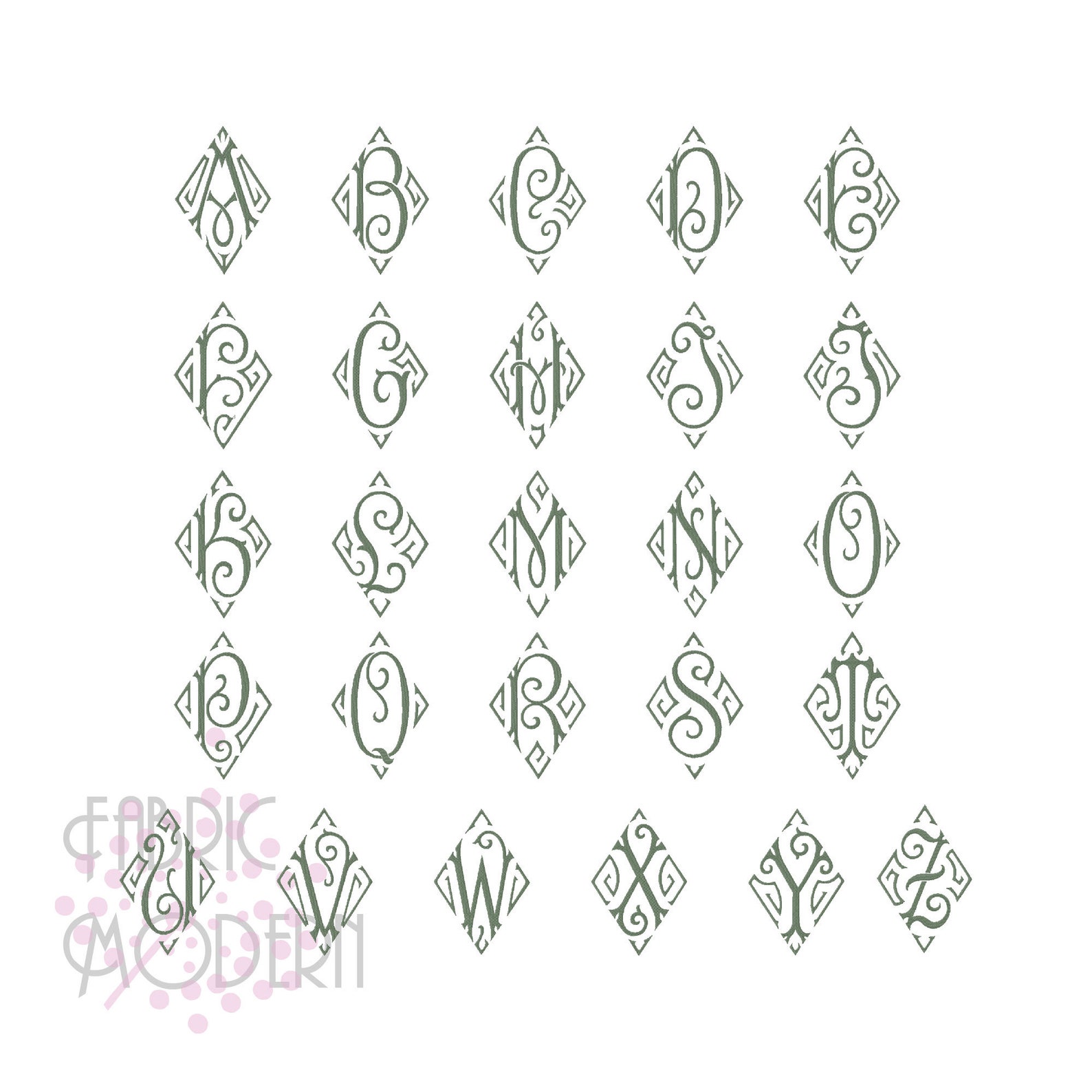 Vintage Style Diamond Monogram Font Embroidery Alphabet 5x7 | Etsy
