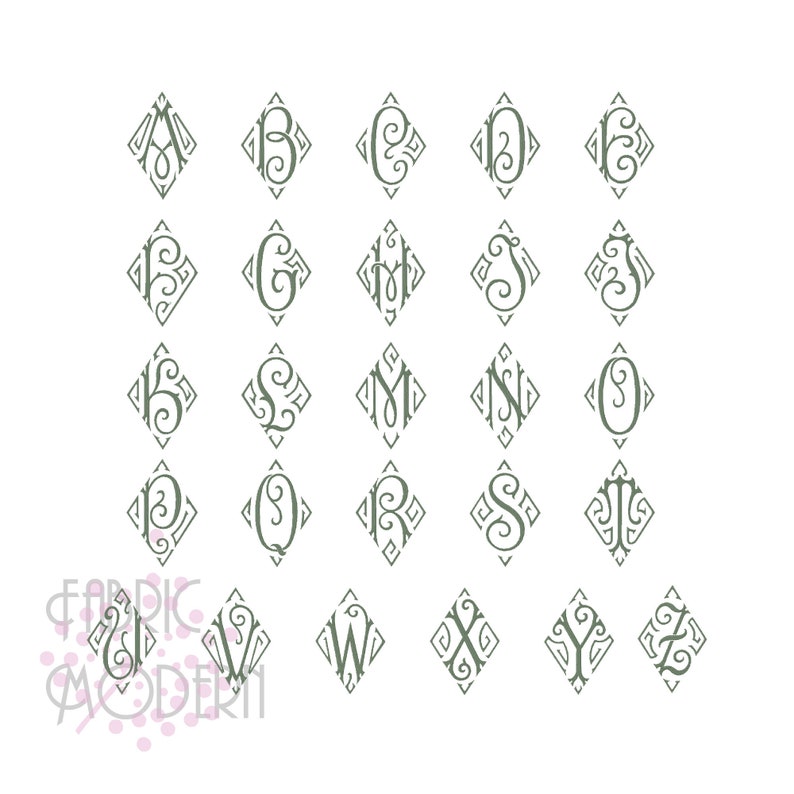 Vintage Style Diamond Monogram Font Embroidery Alphabet 5x7 - Etsy