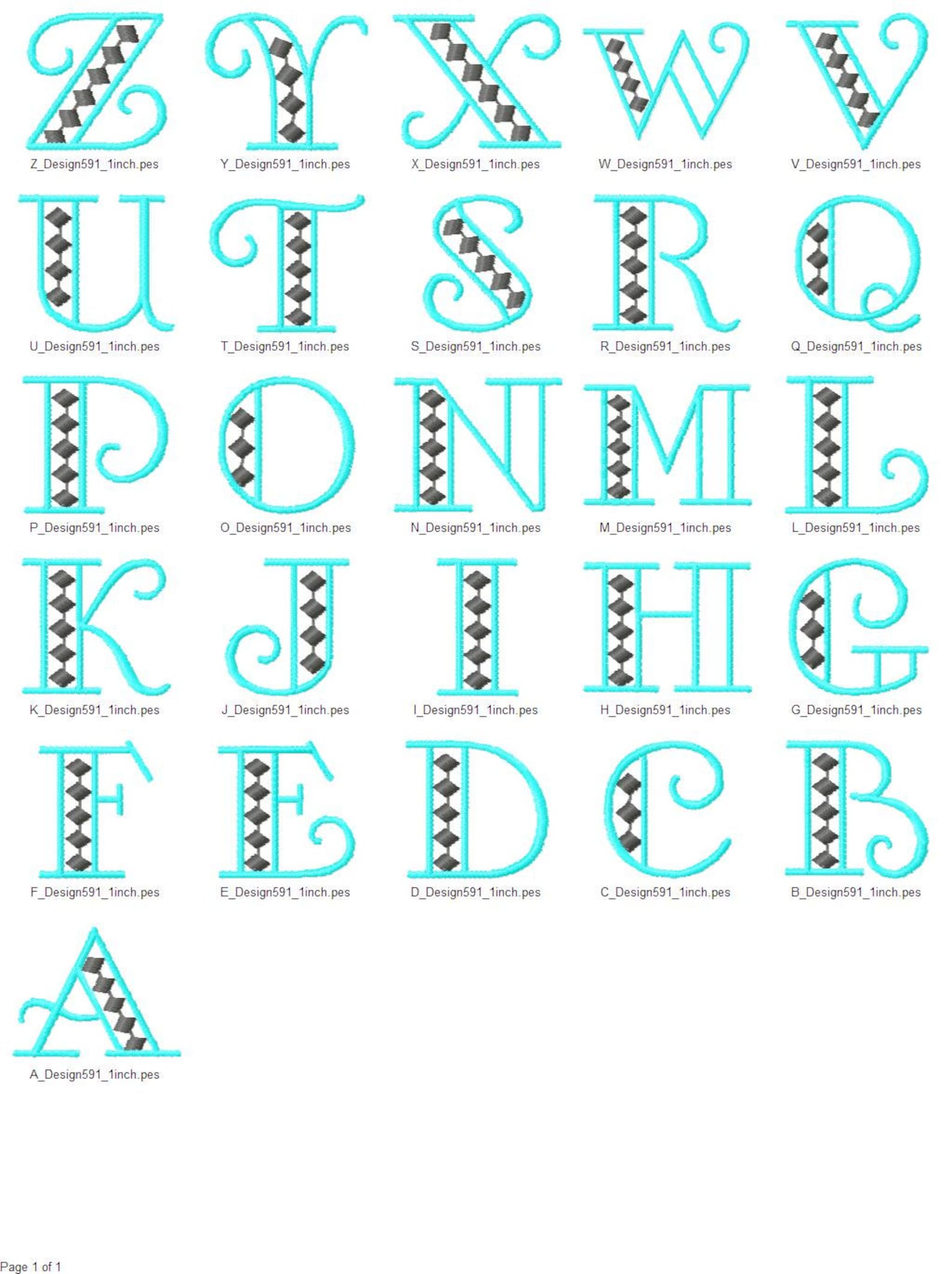 ART DECO MONOGRAM Font Embroidery Embroidery Fonts Two Color | Etsy