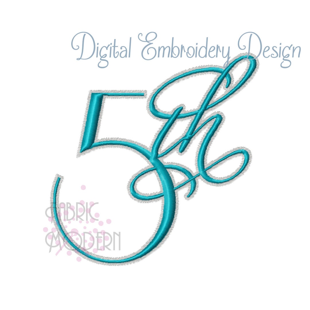 5th Fancy Script Embroidery Design for Plush Fabrics and Towels #894P ...