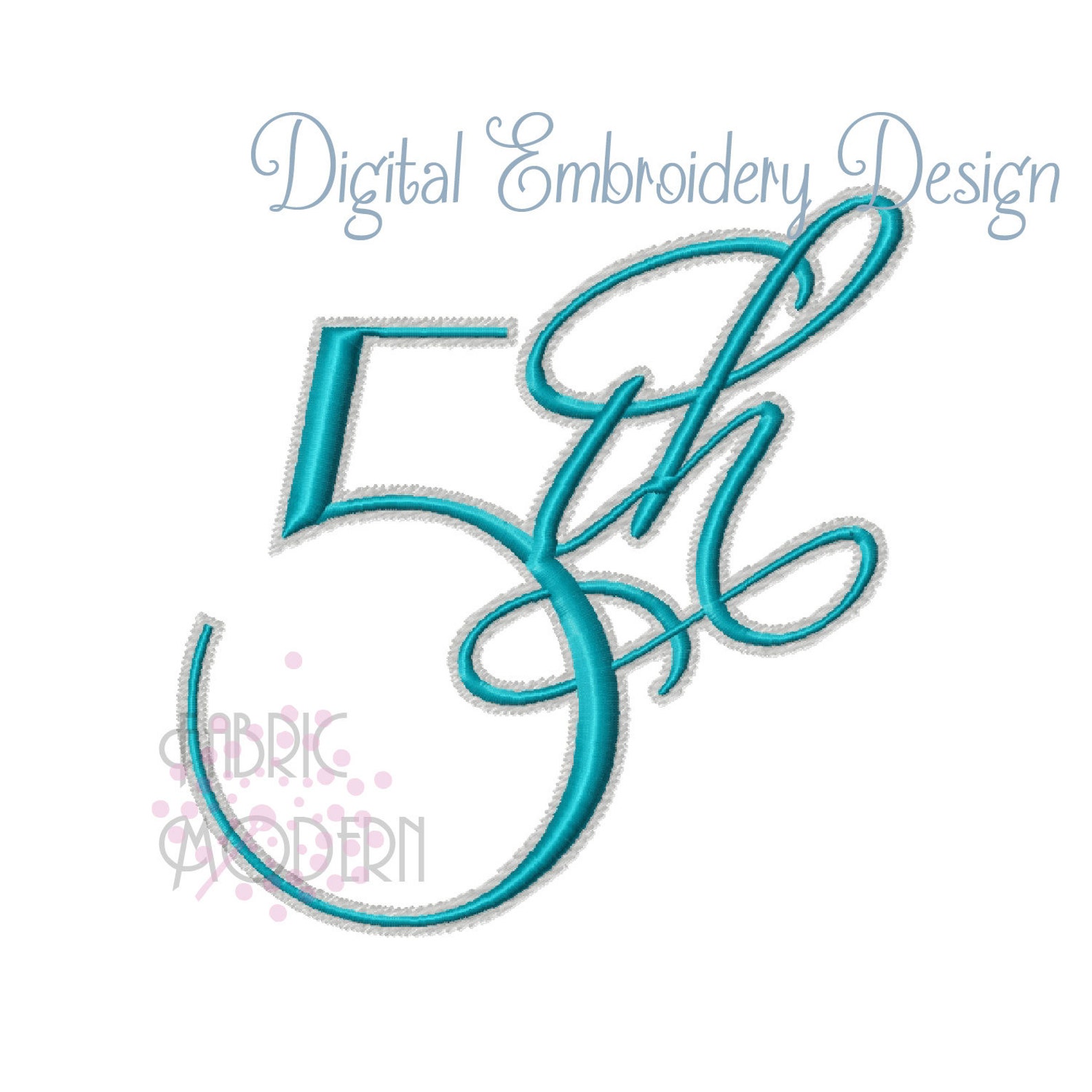 5th Fancy Script Embroidery Design for Plush Fabrics and Towels #894P ...