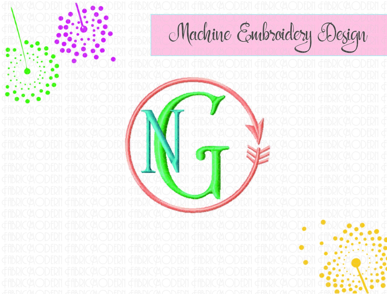 Arrow Monogram Frame Round Monogram Frame Embroidery Design - Etsy